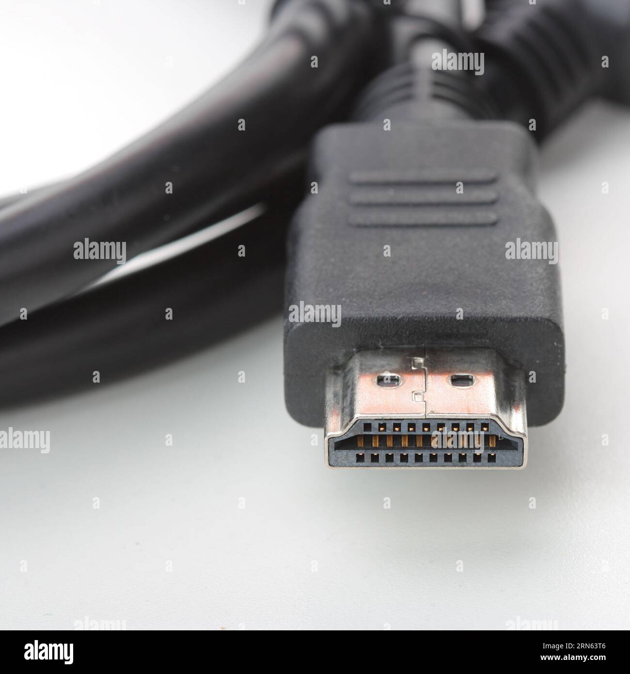 HDMI Cable closeup view isolated on white backgrouund Stock Photo - Alamy