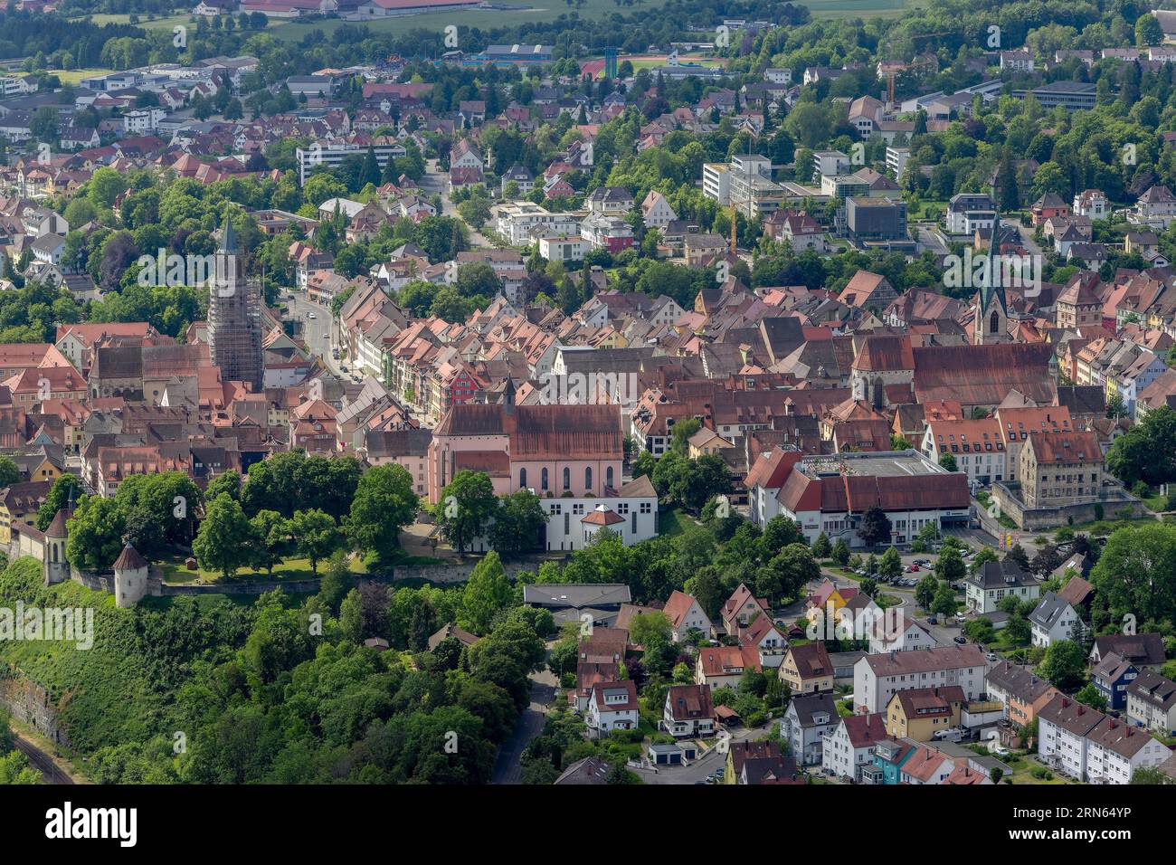 Panorama of the old town of Rottweil photographed from the top of the ...