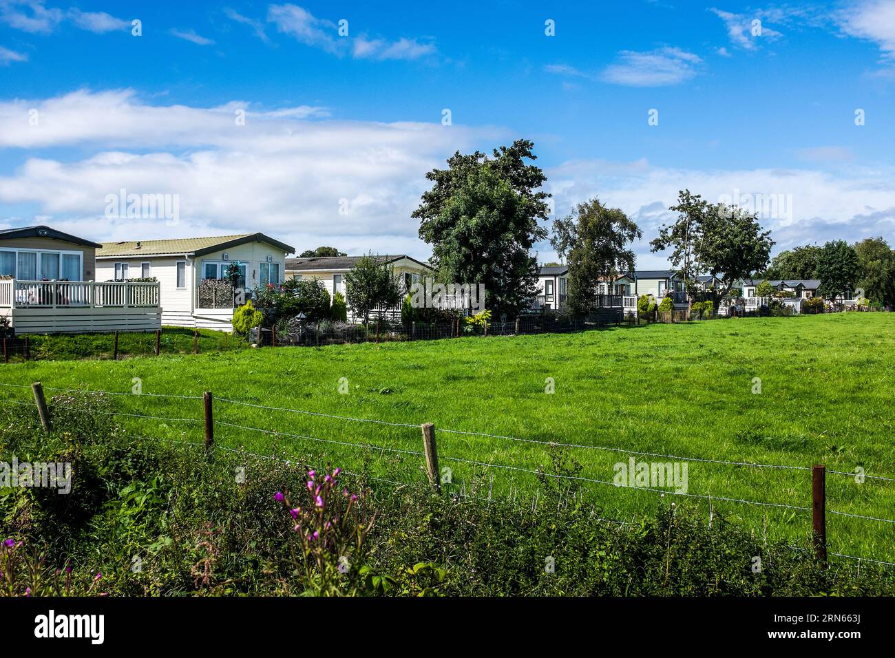 view of a residential caravan site at Woodvale Stock Photo - Alamy