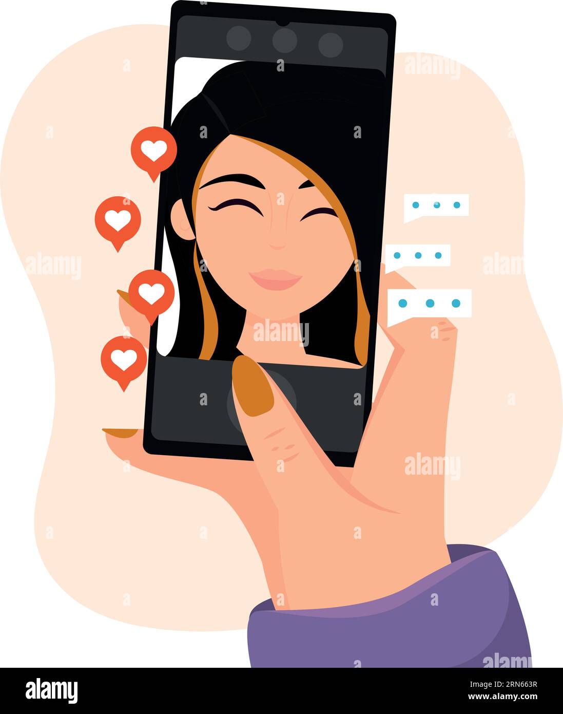 Isolated smartphone Facetime live Concept mobile app Vector Stock ...