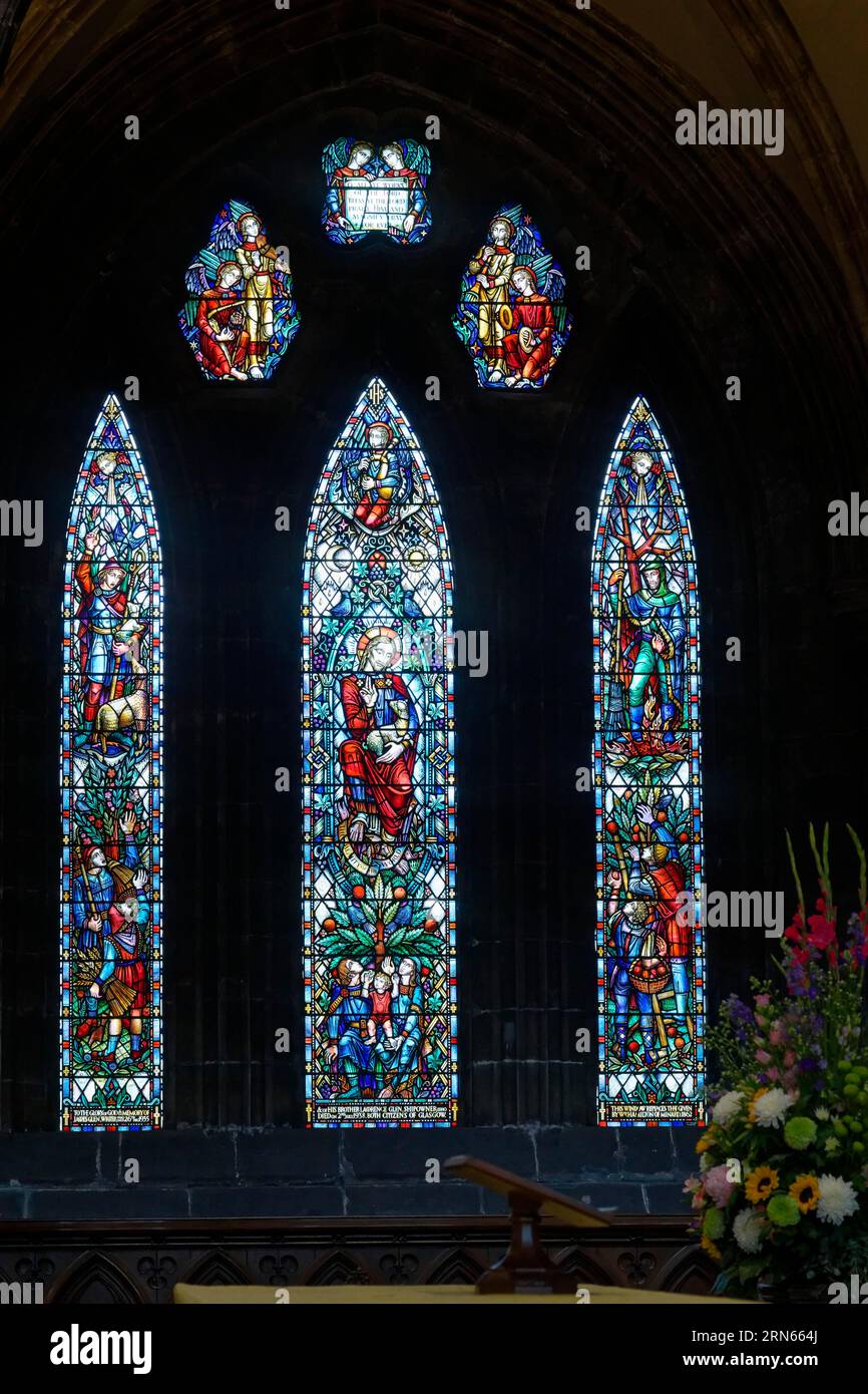 Interior View, Stained Glass Window, Cathedral, Dennistoun, Glasgow ...