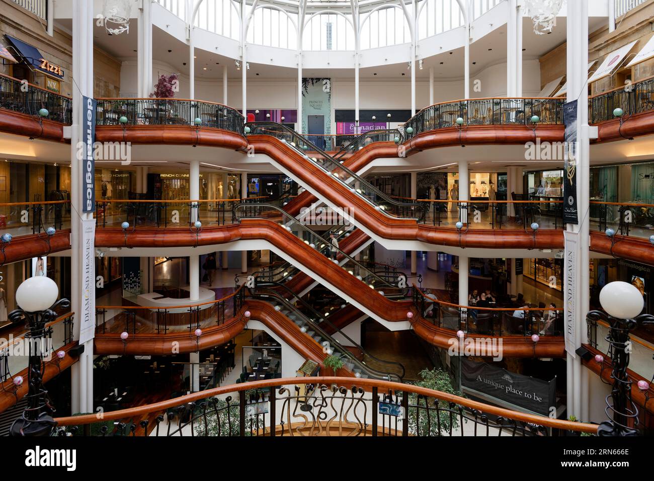 Interior View, Escalator, Princes Square Shopping Centre, 48 Buchanan Street, Glasgow, Scotland ...
