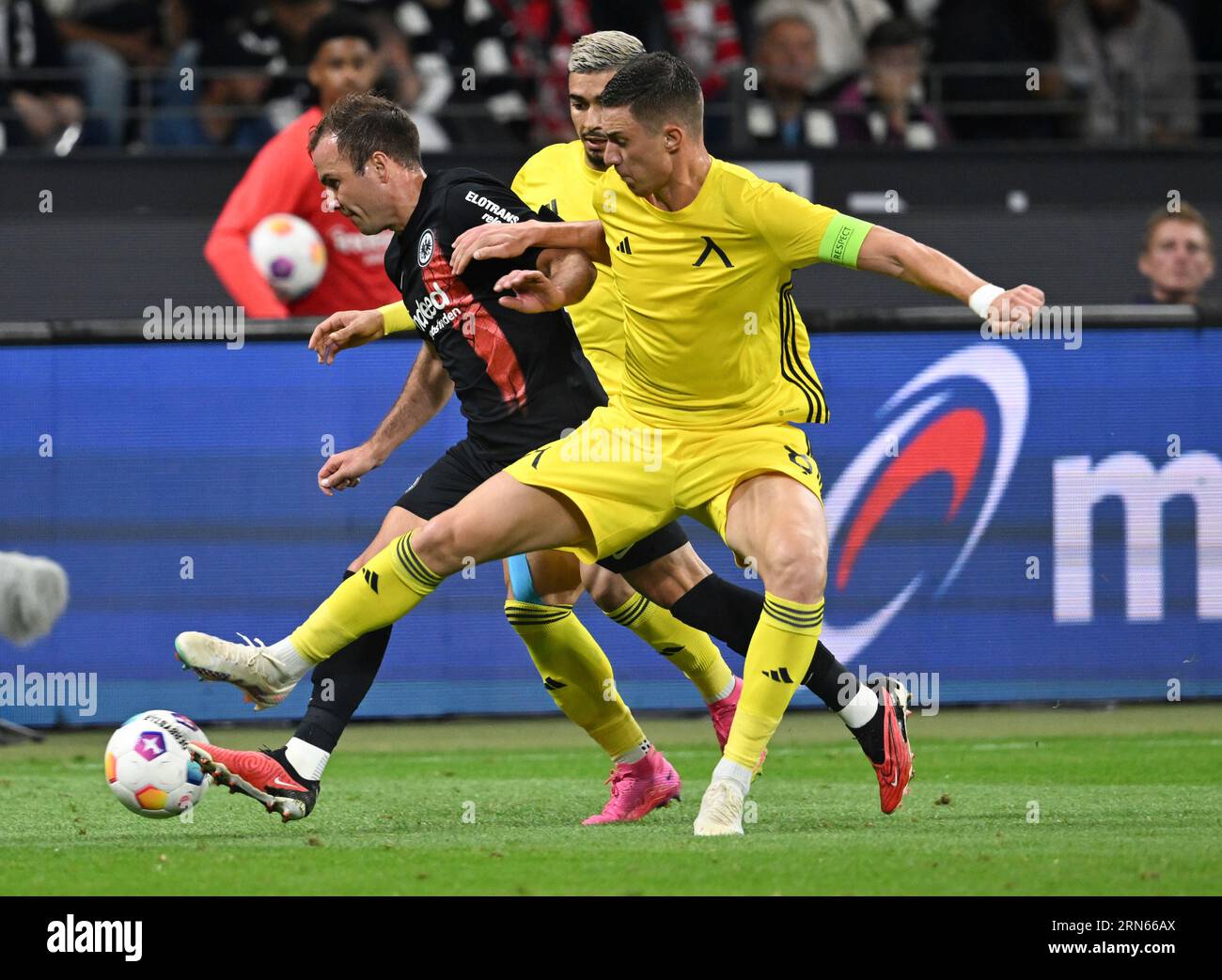 Frankfurt's Mario Goetze, left, and Sofia's Adrian Kraew, right ...