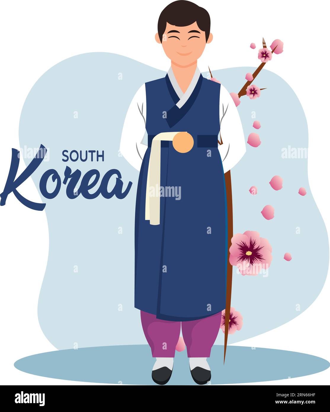 Isolated South Korean man Traditional korean clothes Vector Stock ...