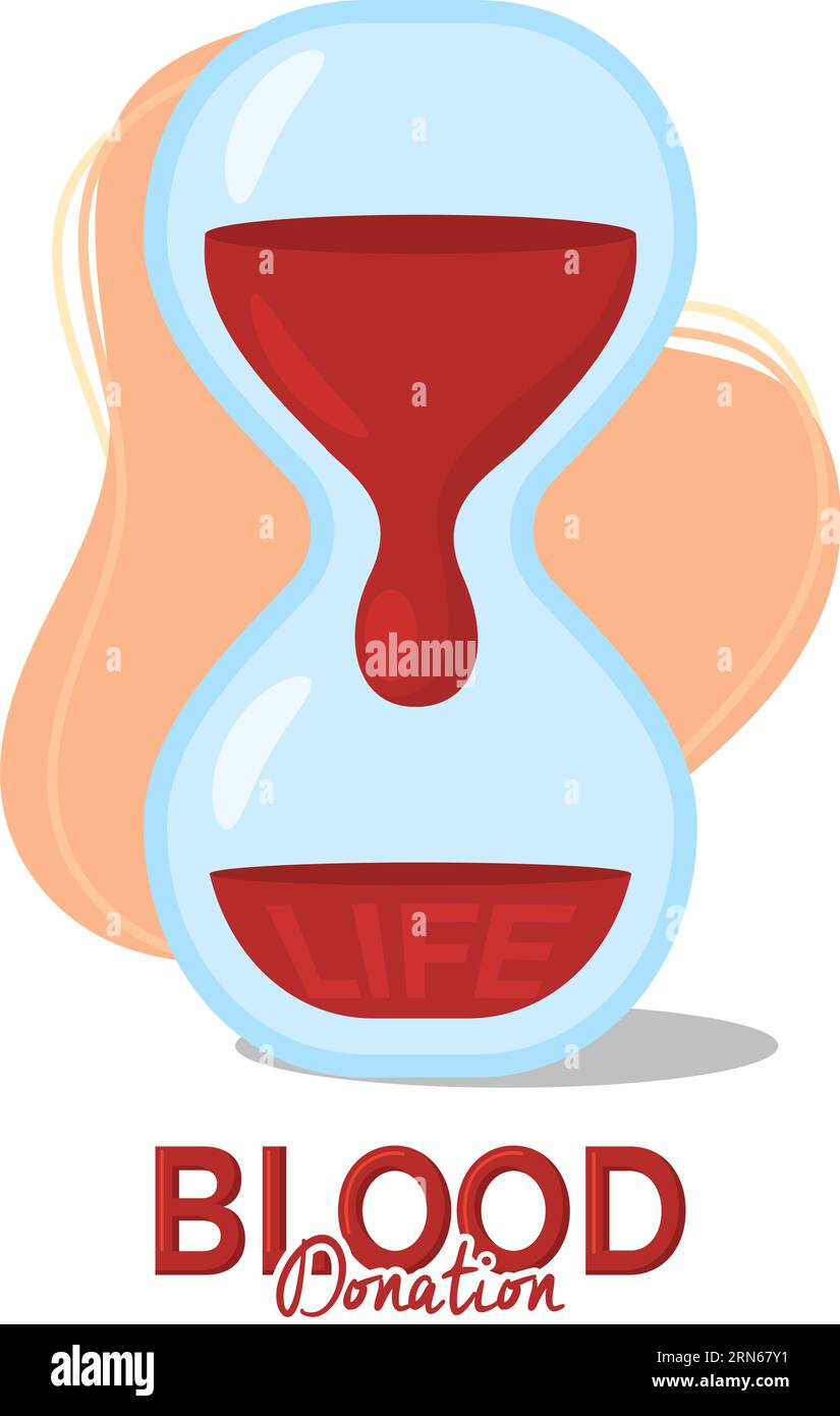 Sandwatch filled with blood measuring time Blood donation Vector Stock ...