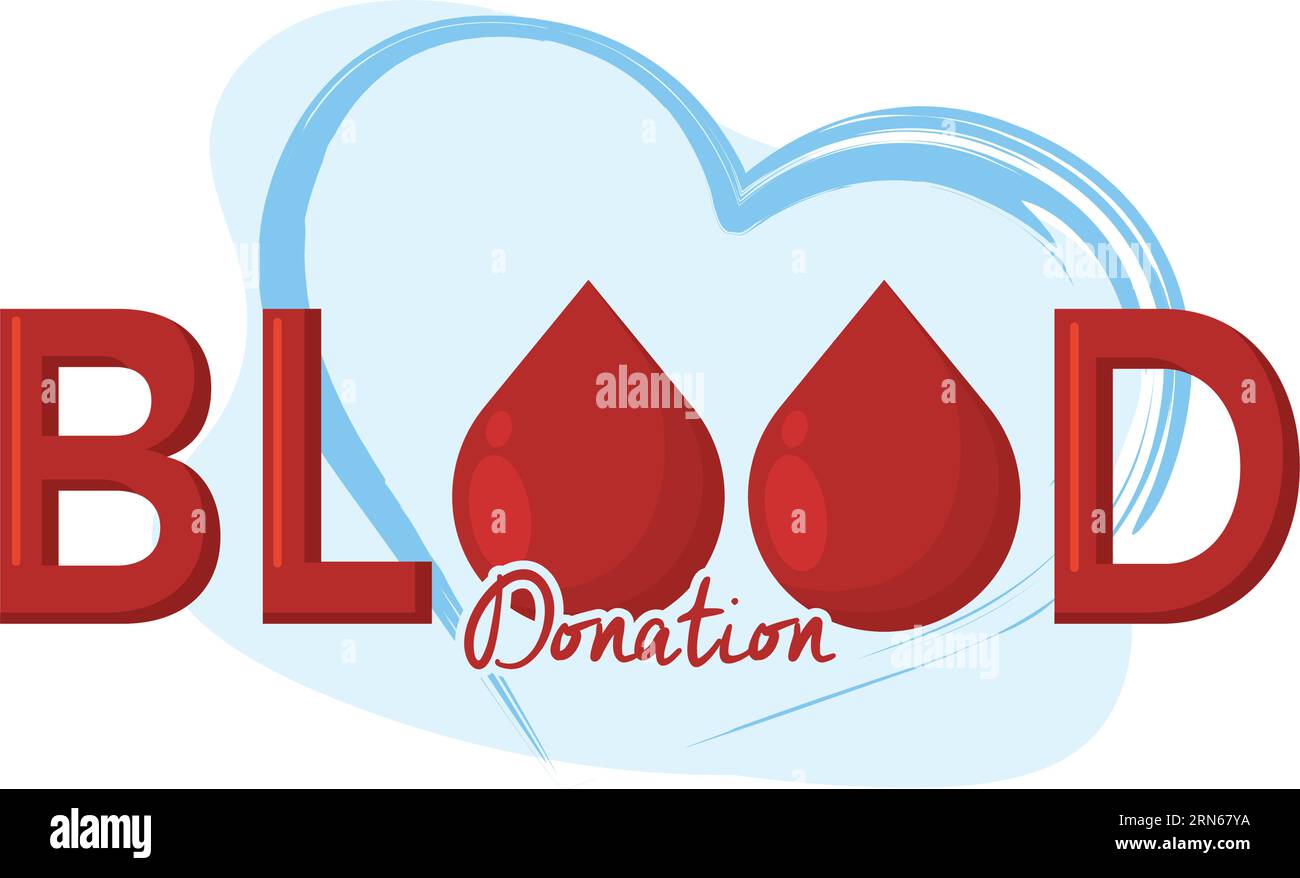 Blood donation horizontal template with text and a pair of blood drops ...