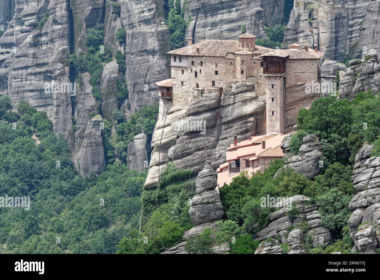 The monastery of Roussanou. The Greek Orthodox Meteora monasteries are ...