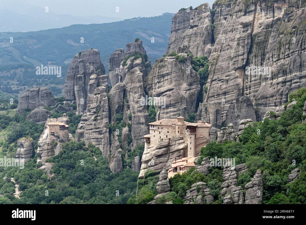 The monastery of Roussanou. The Greek Orthodox Meteora monasteries are ...