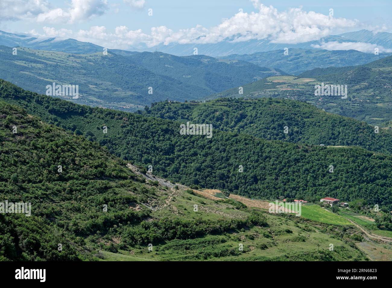 Wooded slopes in the southern Albanian mountain landscape on the ...