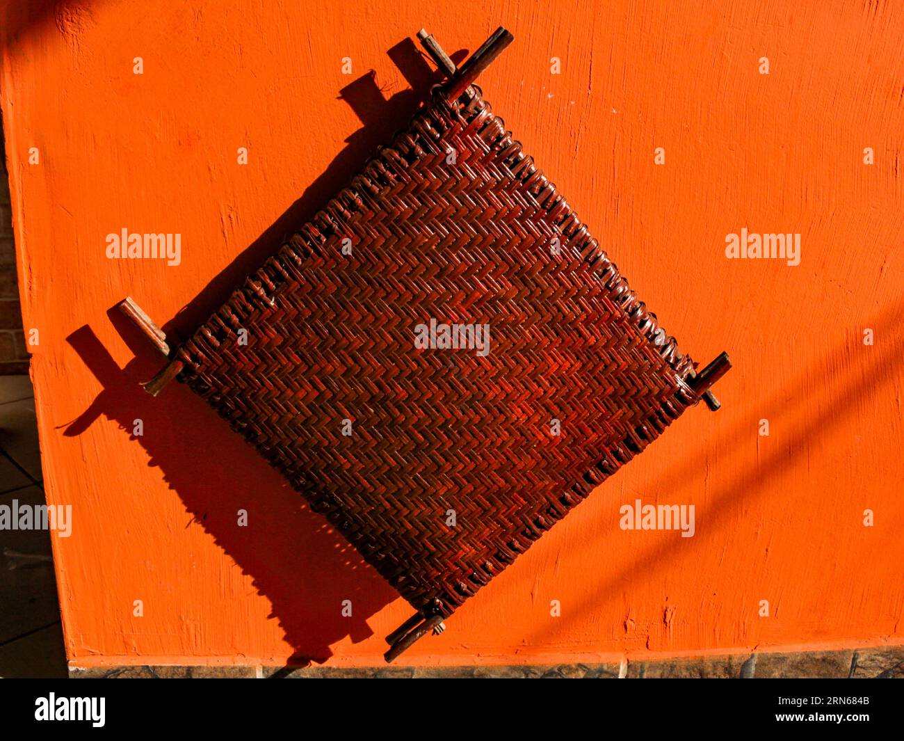 Traditional indigenous Brazilian square sieve made of vegetable fibers ...