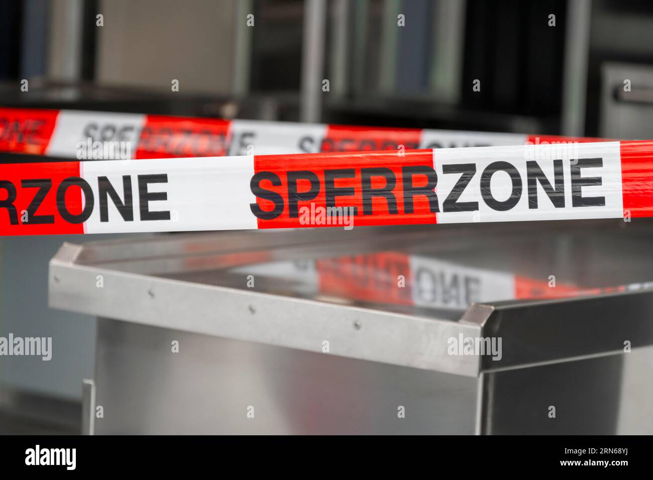 Restricted zone, barrier tape at Munich Airport Stock Photo - Alamy