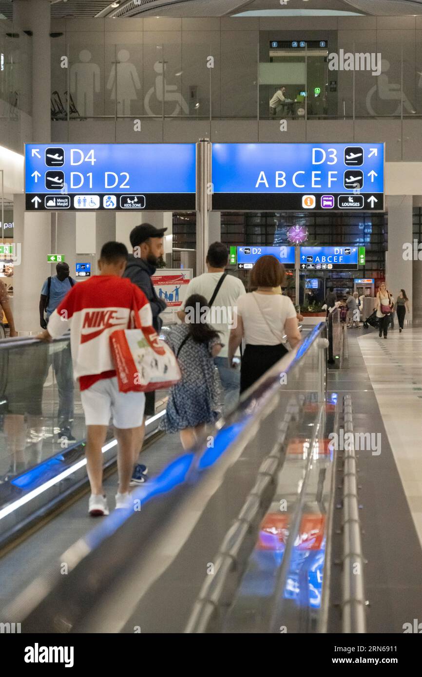 Path to the gates, waiting hall, Istanbul Airport, Istanbul, Turkey ...