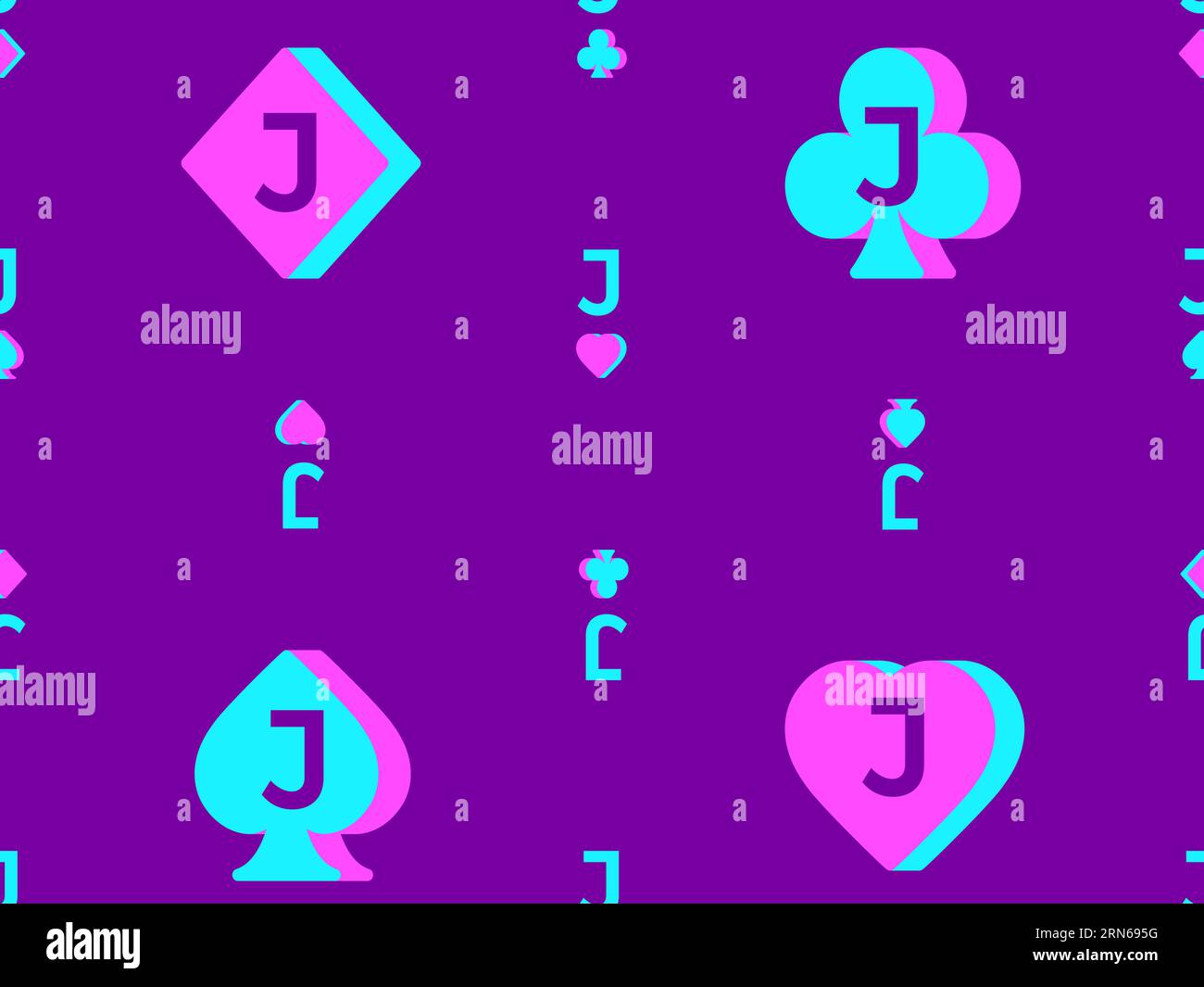 Seamless pattern with card suits Jack: diamonds, hearts, clubs, spades ...