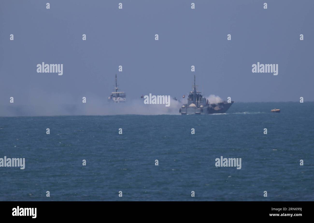 (150716) -- GAZA, July 16, 2015 -- Smoke billows from an Egyptian naval ...