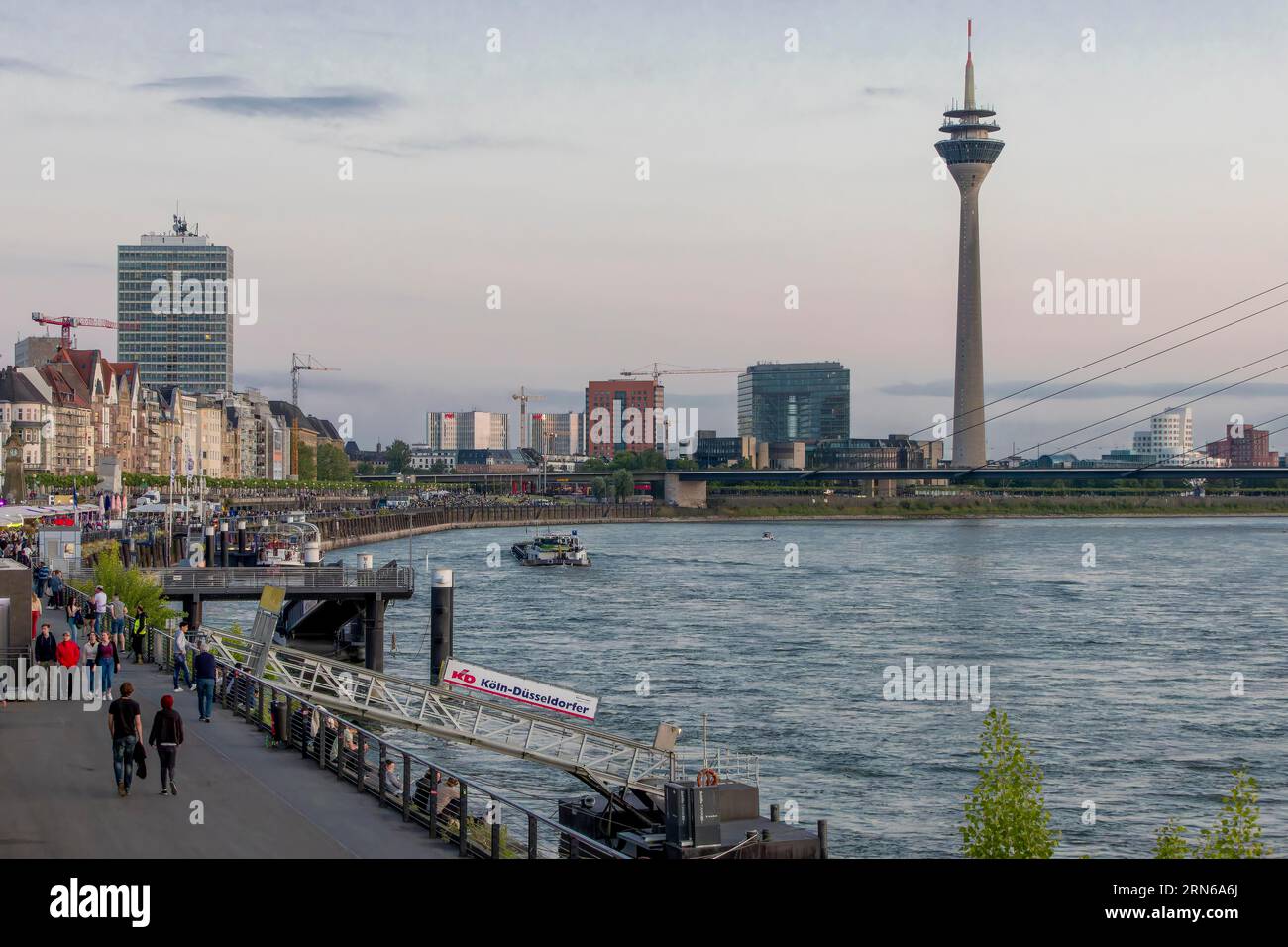 Rhine promenade, Rhine tower and Rhine knee bridge and behind them New ...