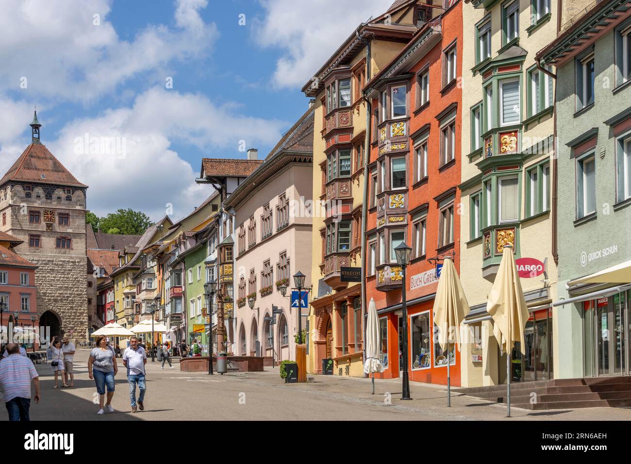Old town with old traditional houses with oriels in Black Forest style ...