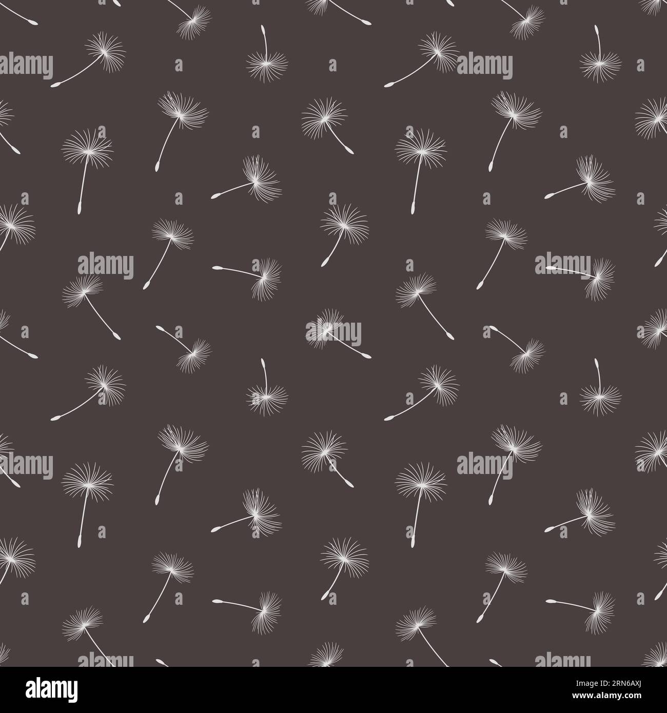 Floral background seamless pattern black and white with dandelion fluff ...