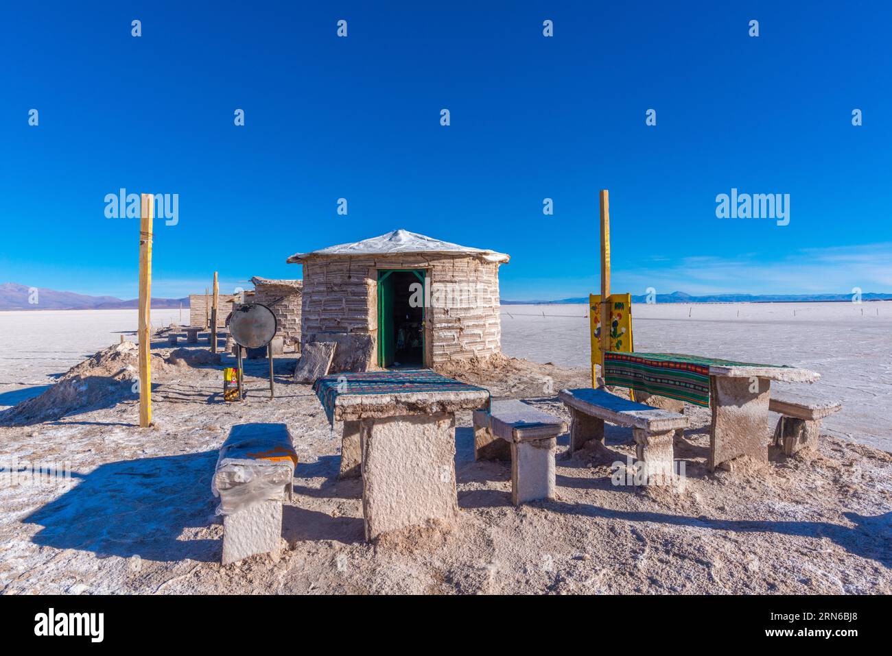 800 sq km salt desert Salinas Grandes, salt huts as restaurants at the ...