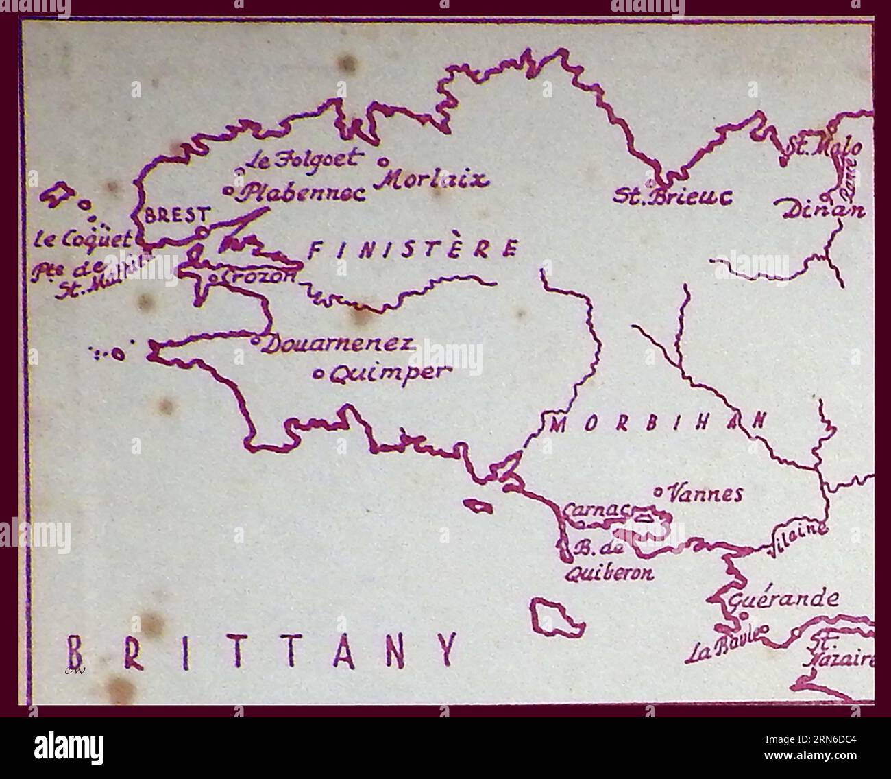 A 1939 map of Brittany France. - Une carte de 1939 de la Bretagne ...