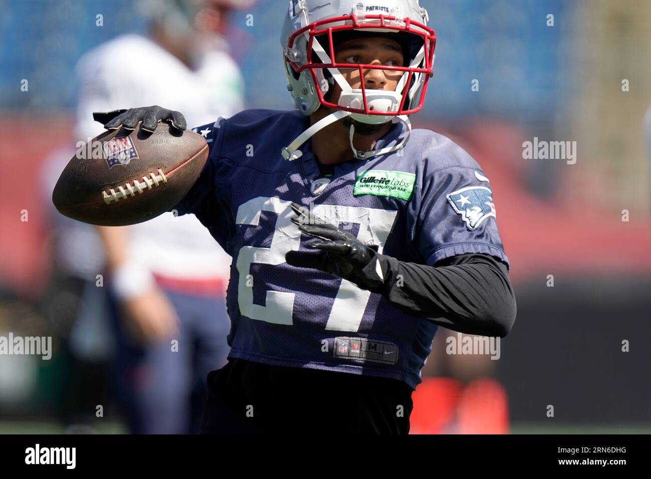 New England Patriots cornerback Myles Bryant performs field drills ...