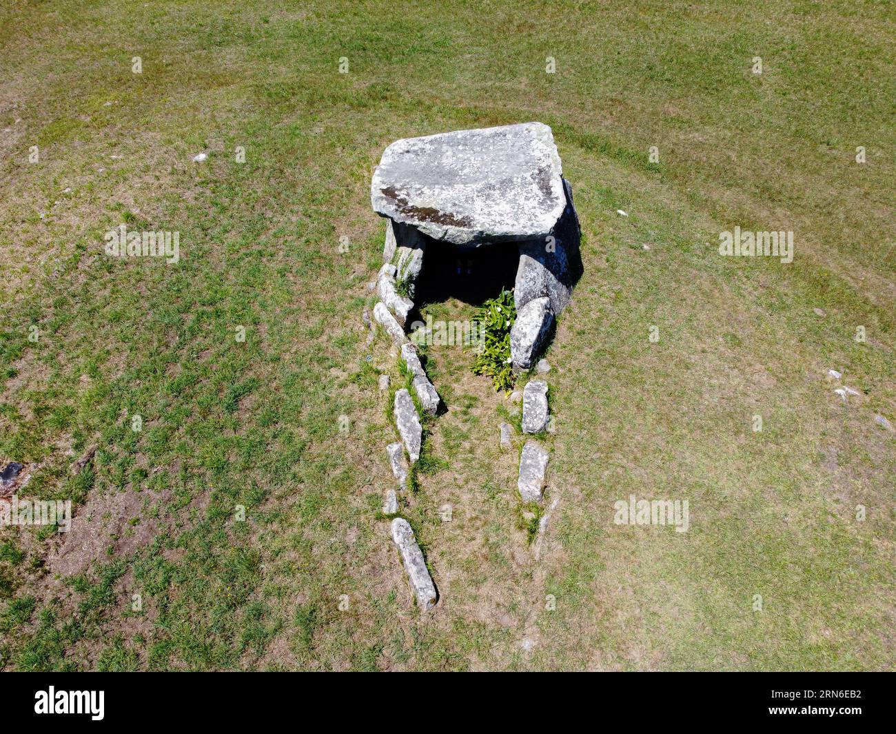 Aerial view of a dolmen, a prehistoric tomb, ancient burial Stock Photo ...