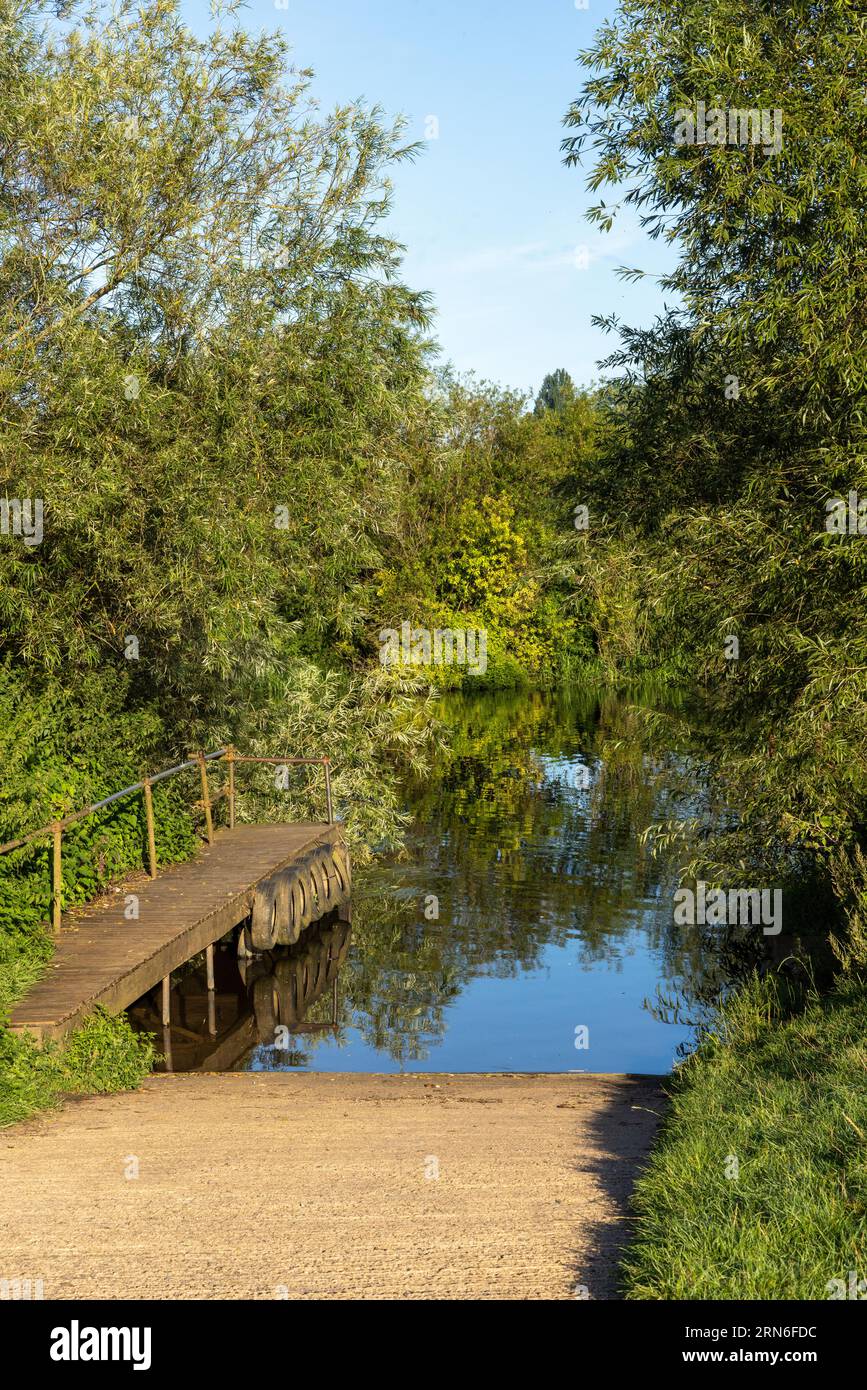 August 2023 - Boat launching ramp into the river Avon near Tweksbury ...