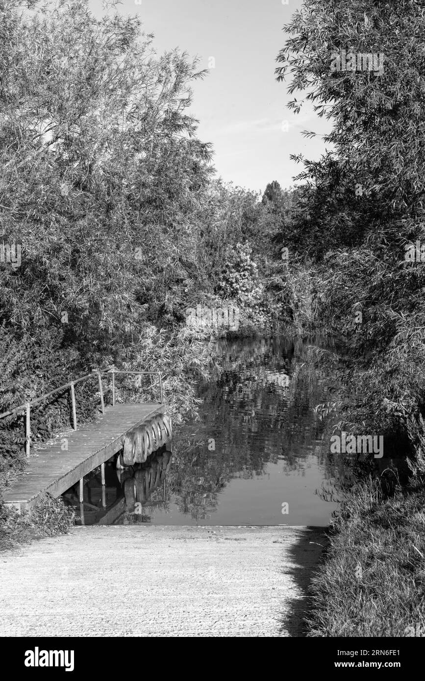August 2023 - Boat launching ramp into the river Avon near Tweksbury ...