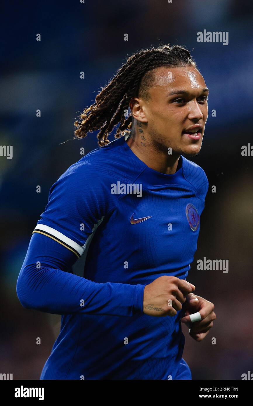 LONDON, UK - 30th Aug 2023: Diego Moreira of Chelsea during the EFL Cup second round match ...