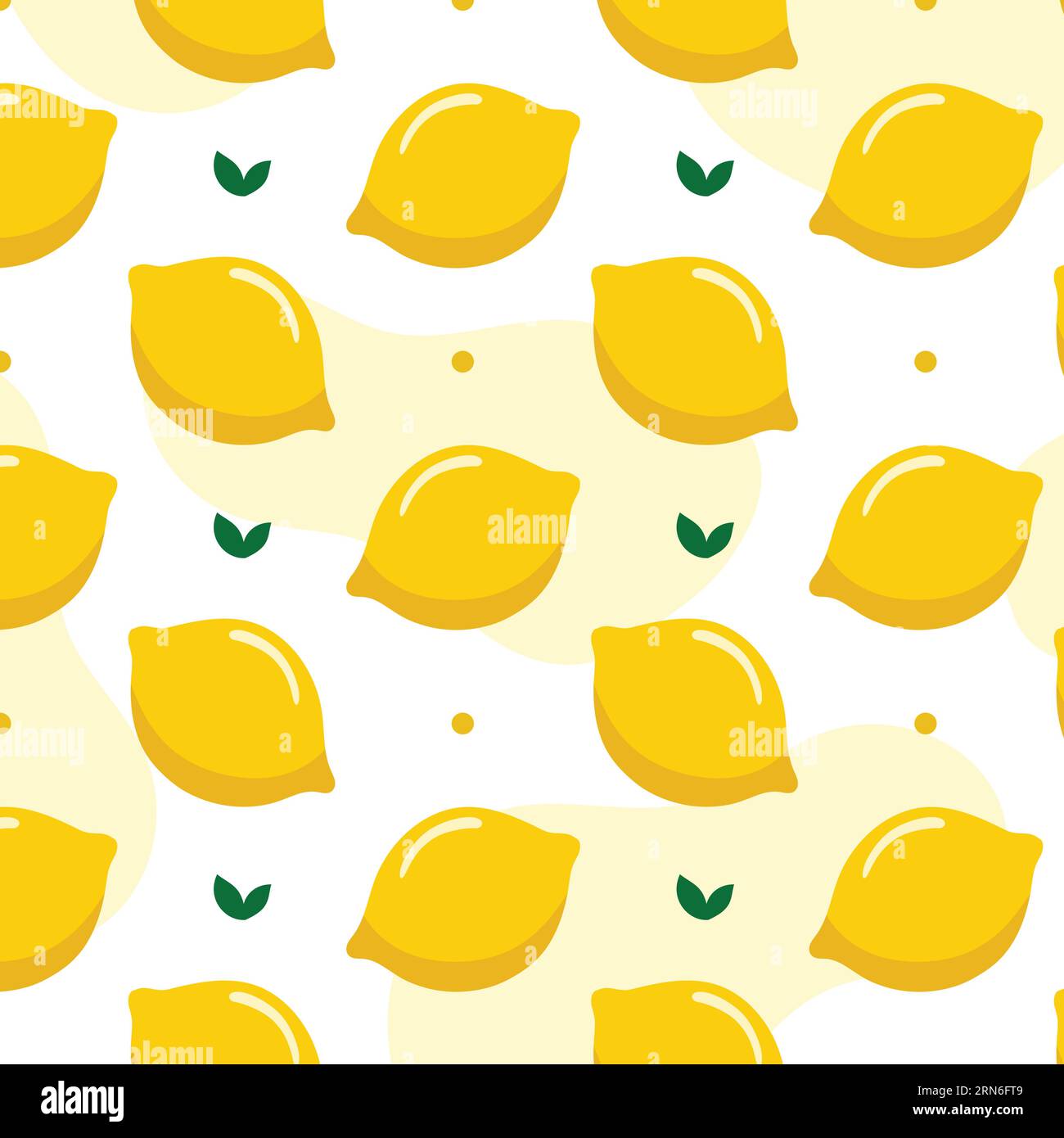 Lemon Slice Seamless Pattern. Cute Colorful Summer Pattern. Fresh Lemon Background With Green ...