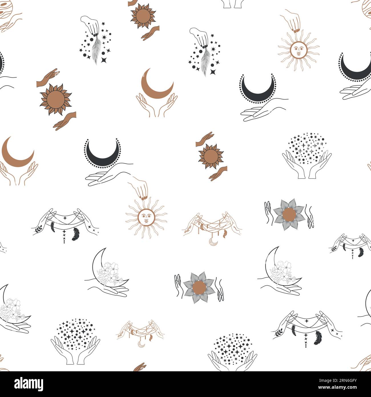 Magic and heaven seamless pattern, with magical elements such as snake ...