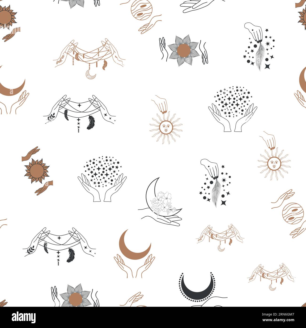 Magic and heaven seamless pattern, with magical elements such as snake ...