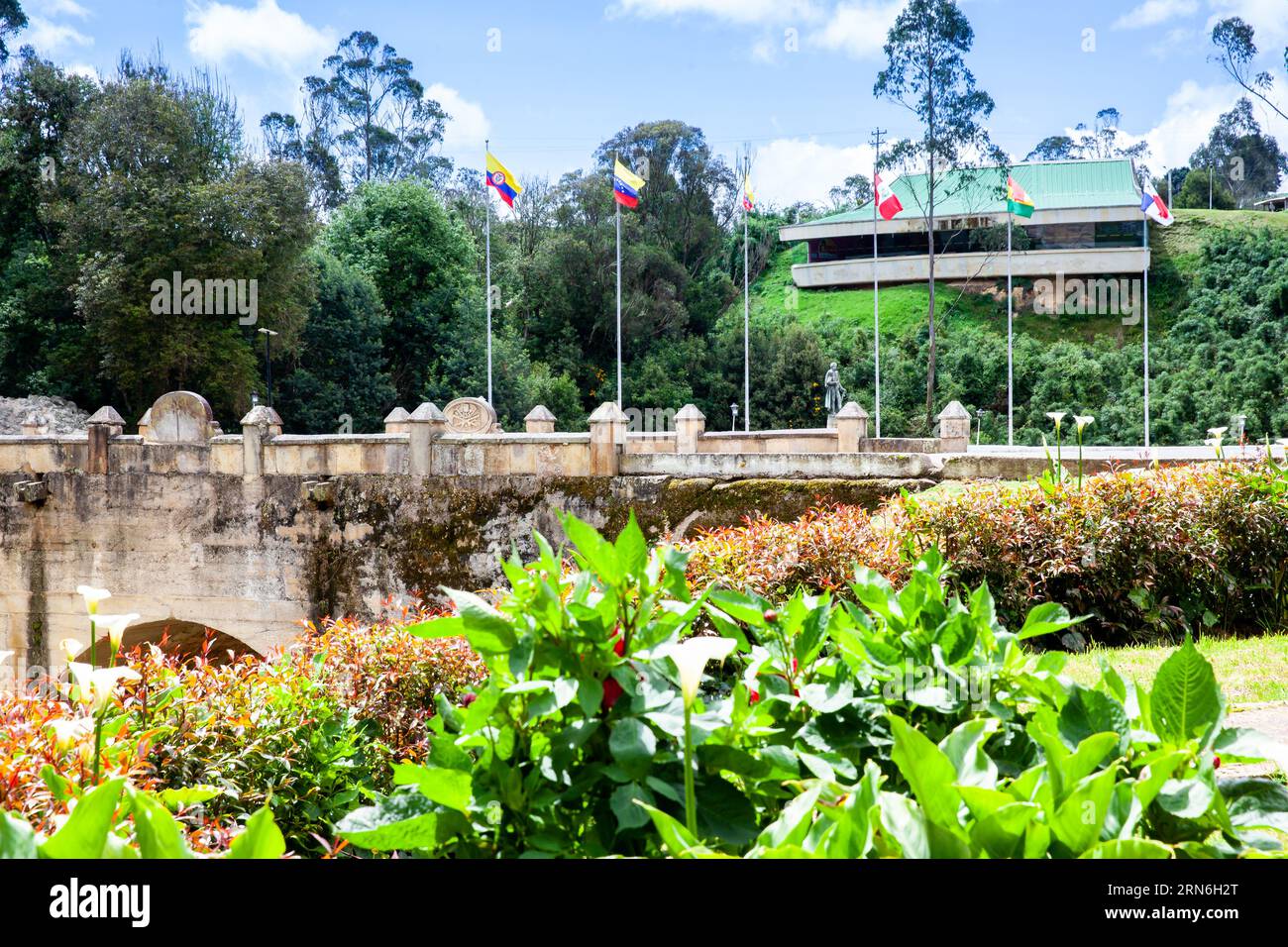 Historic Bridge over the Teatinos River in Colombia located next to the ...
