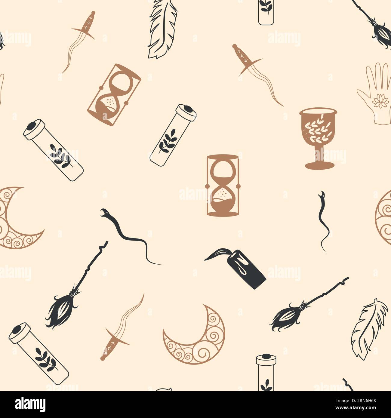 Magic and heaven seamless pattern, with magical elements such as snake ...