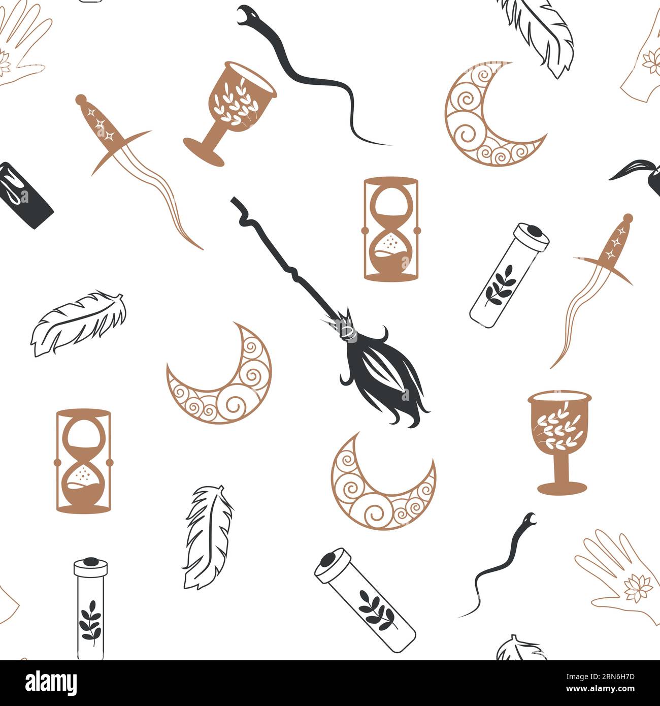 Magic and heaven seamless pattern, with magical elements such as snake ...