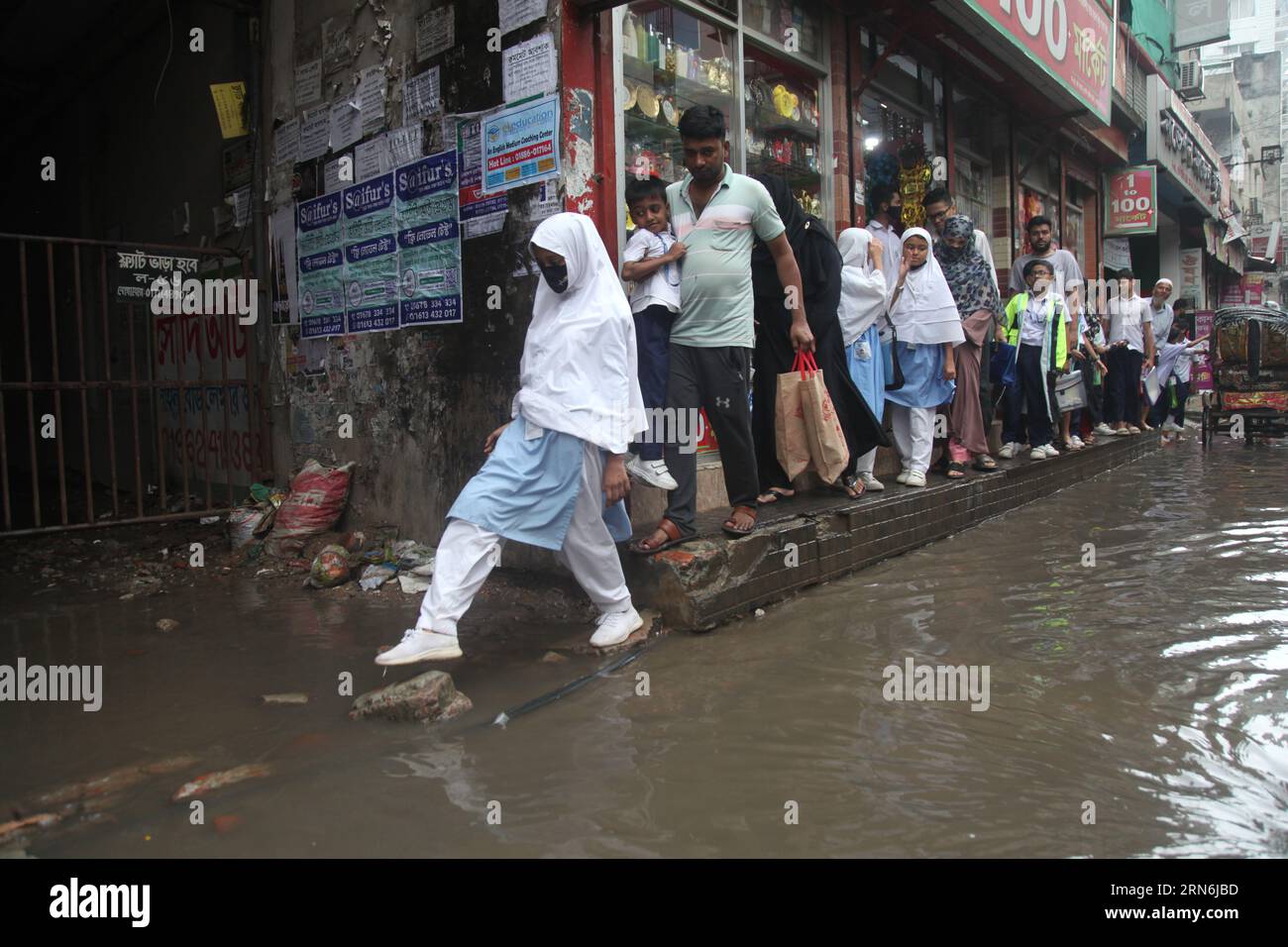 Dhaka Bangladesh August 31,2023. Due to the lack of proper drainage lines, waterlogging occurs ...
