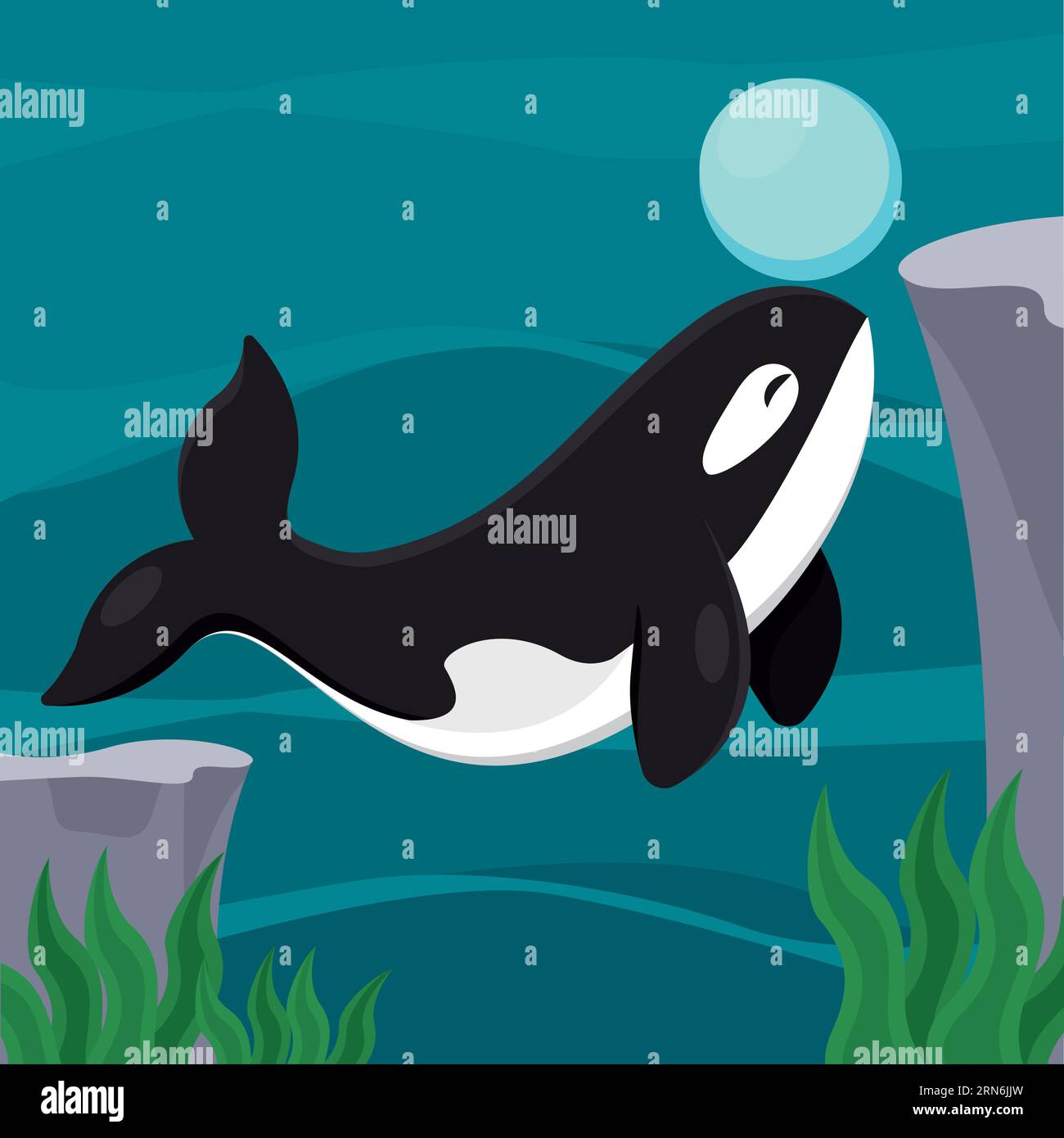 Isolated cute killer whale sea animal character Vector Stock Vector ...