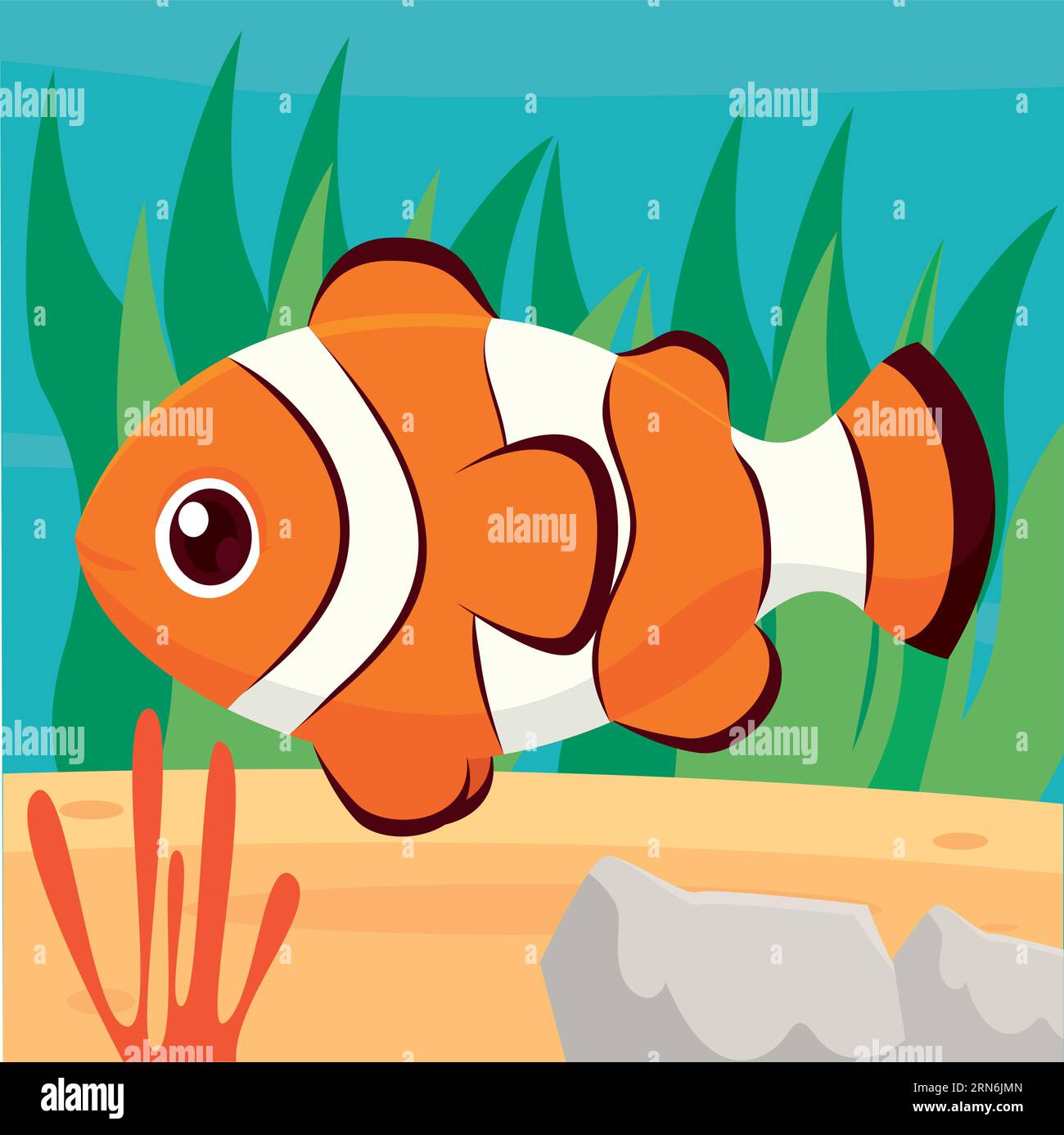 Isolated cute clown fish sea animal character Vector Stock Vector Image ...