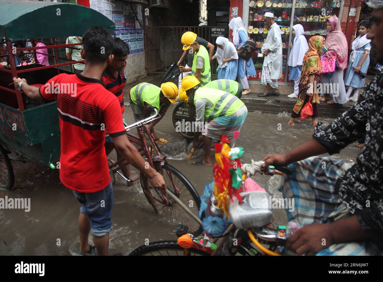 Dhaka Bangladesh August 31,2023. Due to the lack of proper drainage lines, waterlogging occurs ...
