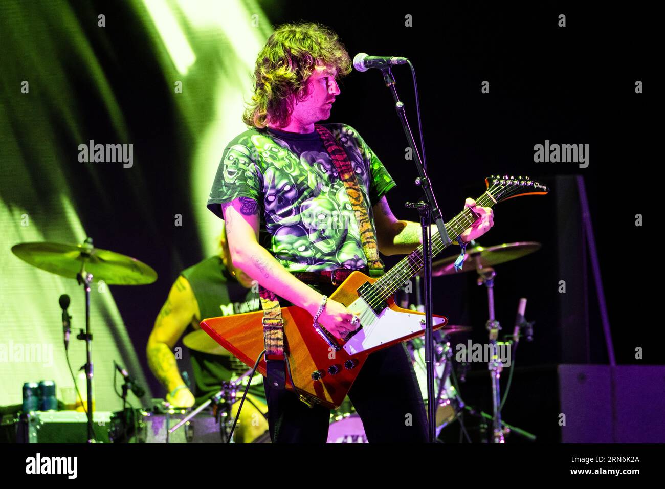 Declan Martens of Amyl and the Sniffers on the Mountain Stage at Green ...