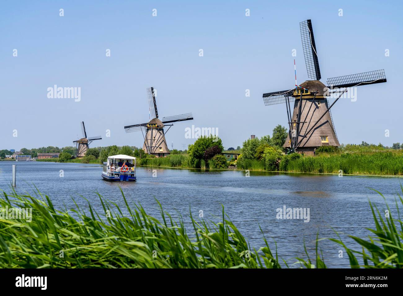 Kinderdijk, 18 windmills that pumped water out of the polders to use the land, one of the most ...