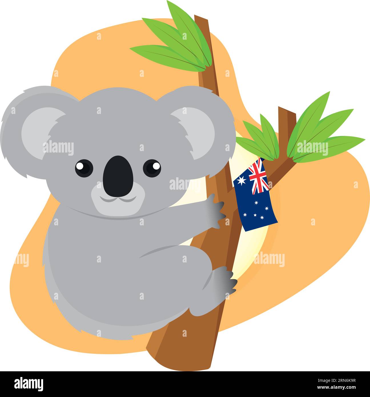Cute koala hanging on a tree with the flag of Australia Vector Stock ...