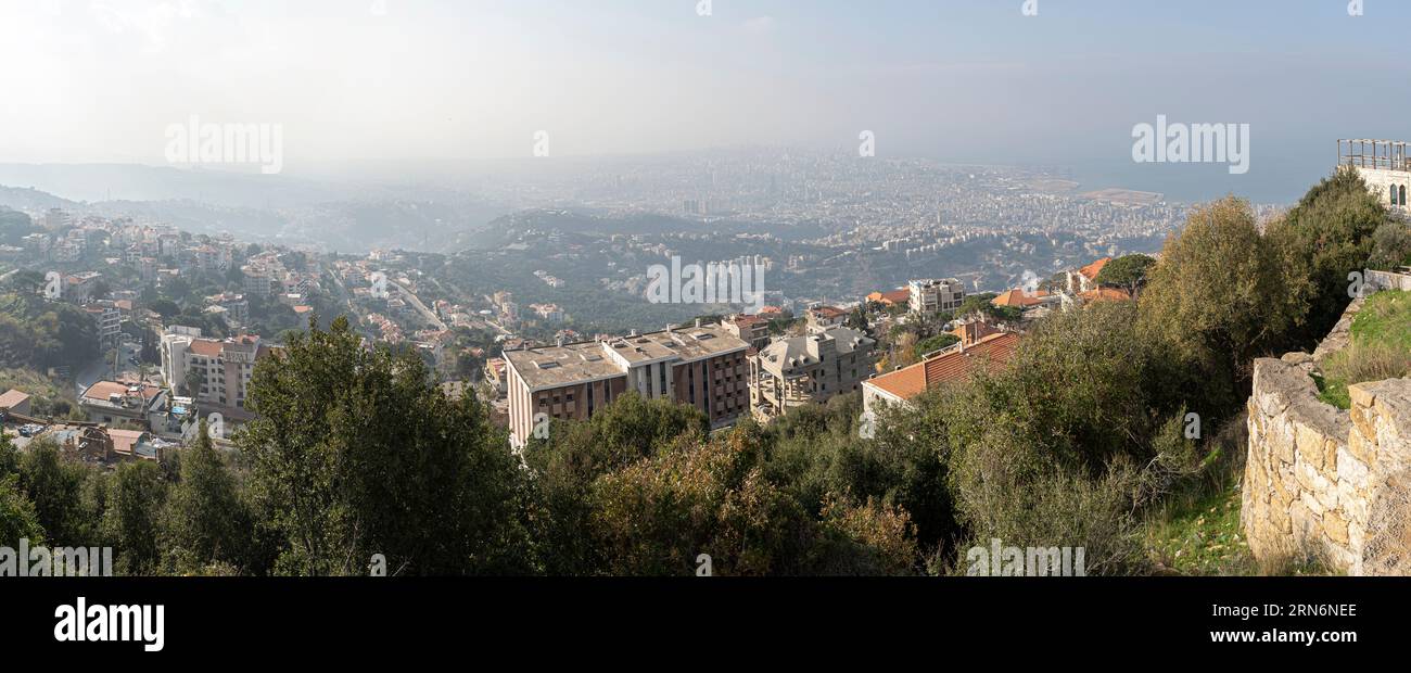 Beirut viewed from a mountain top, Lebanon Stock Photo - Alamy