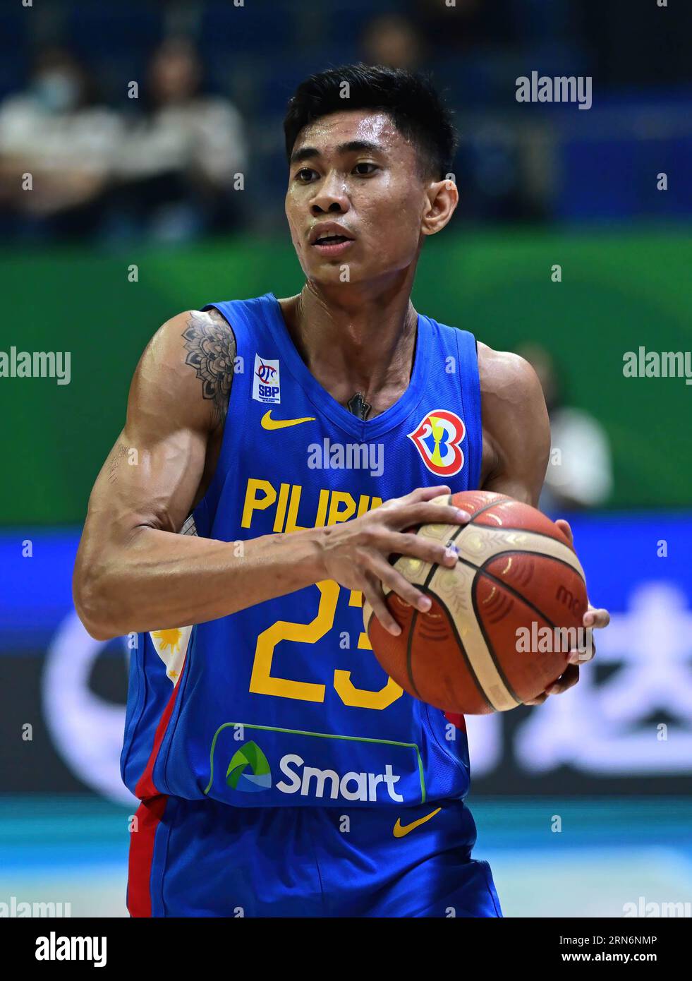 Quezon, Philippines. 31st Aug, 2023. Rhenz Abando of the Philippines men basketball team in ...