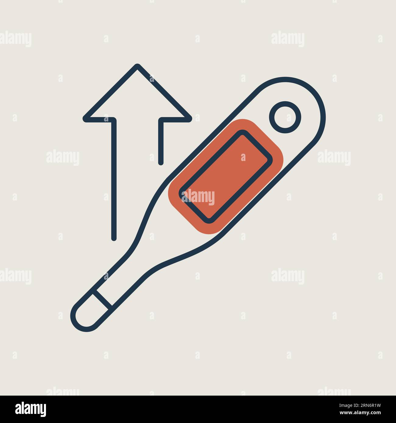 Increased temperature with thermometer vector icon. Medical sign ...