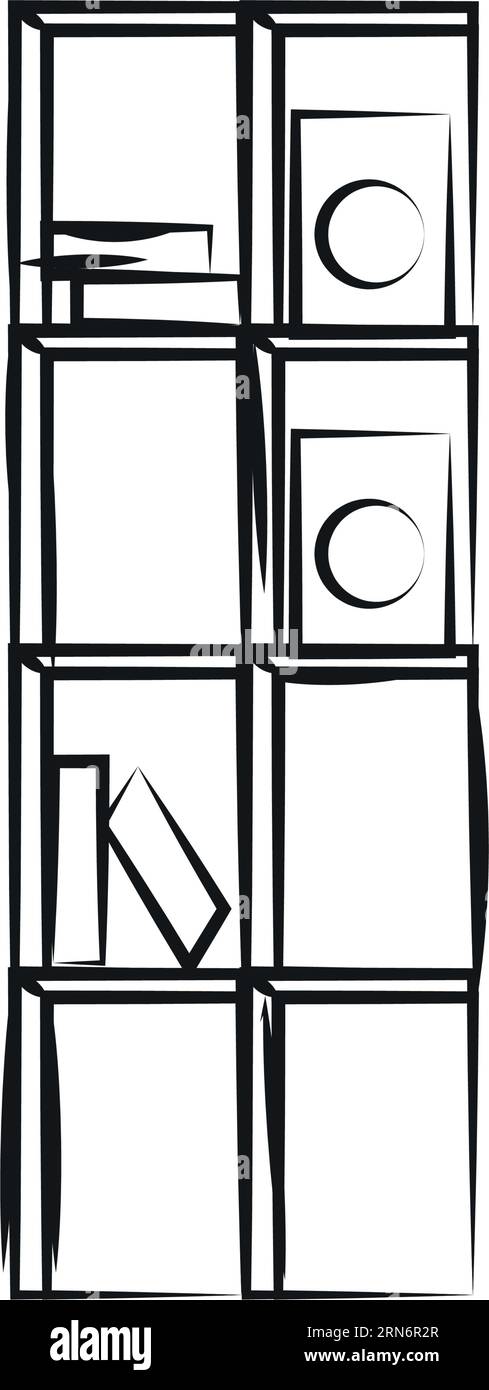 Isolated sketch of a wooden bookcase furniture Vector Stock Vector ...