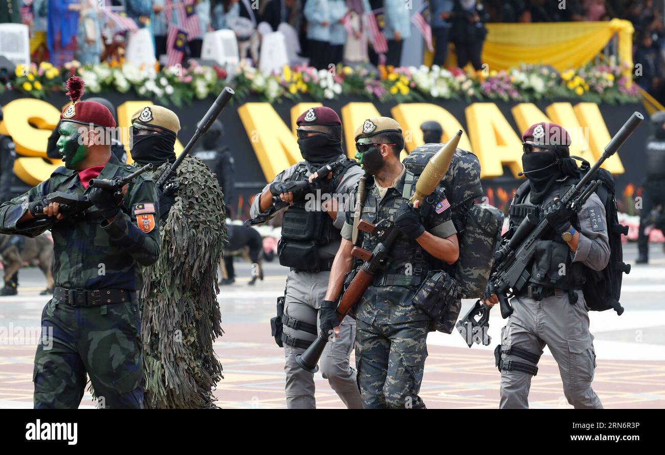 Kuala Lumpur, Malaysia. 31st Aug, 2023. Malaysian Armed Forces personnel take part during the ...