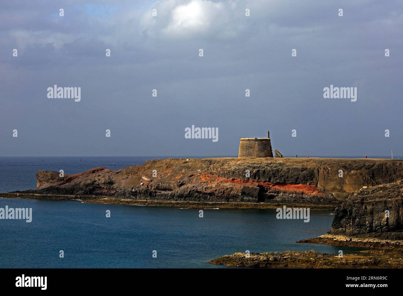 Torre Del Aguila-Castillo De Las Coloradas tower on headland with ...