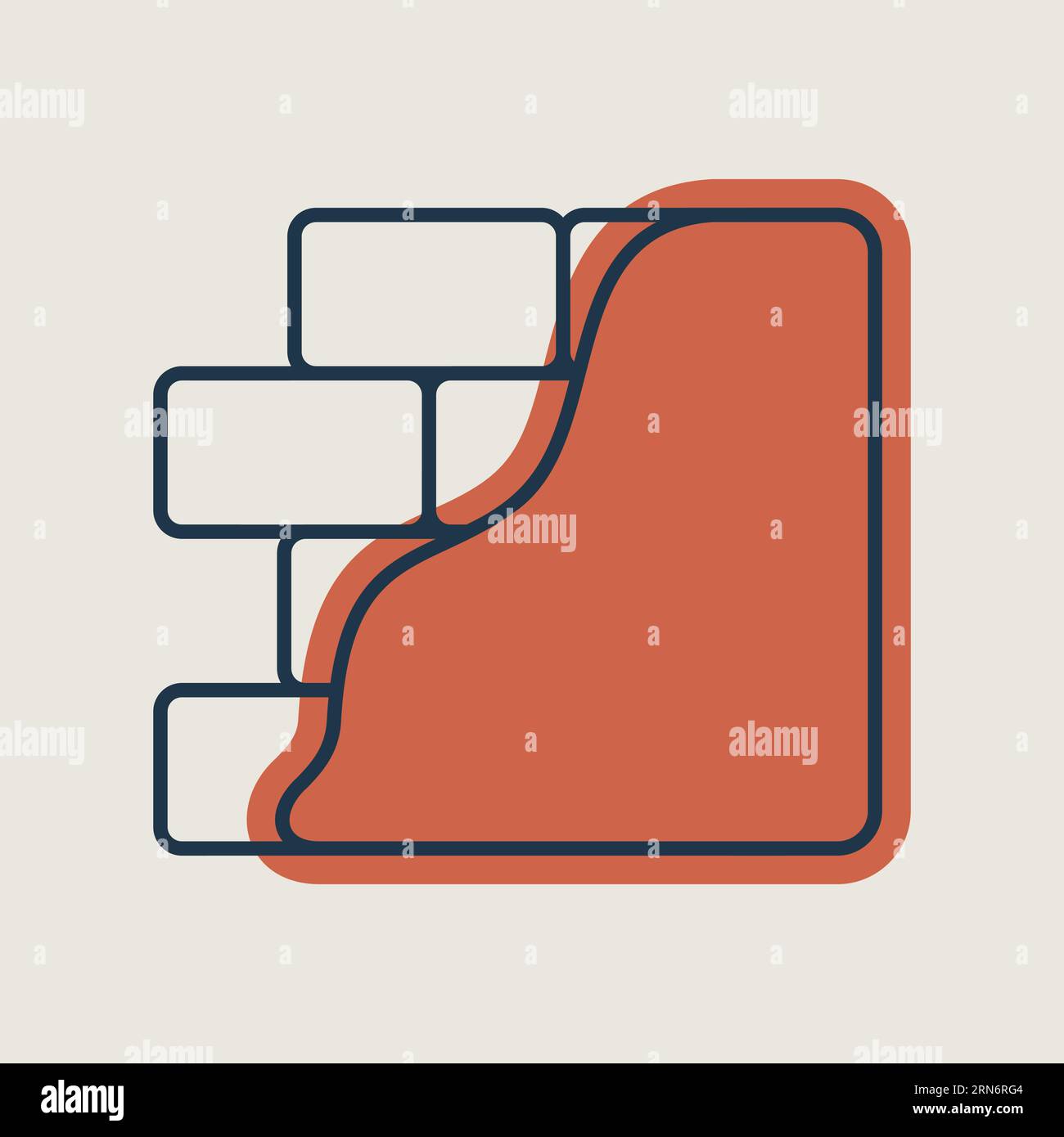 Brick wall with plaster or plastering icon. Construction, repair and ...