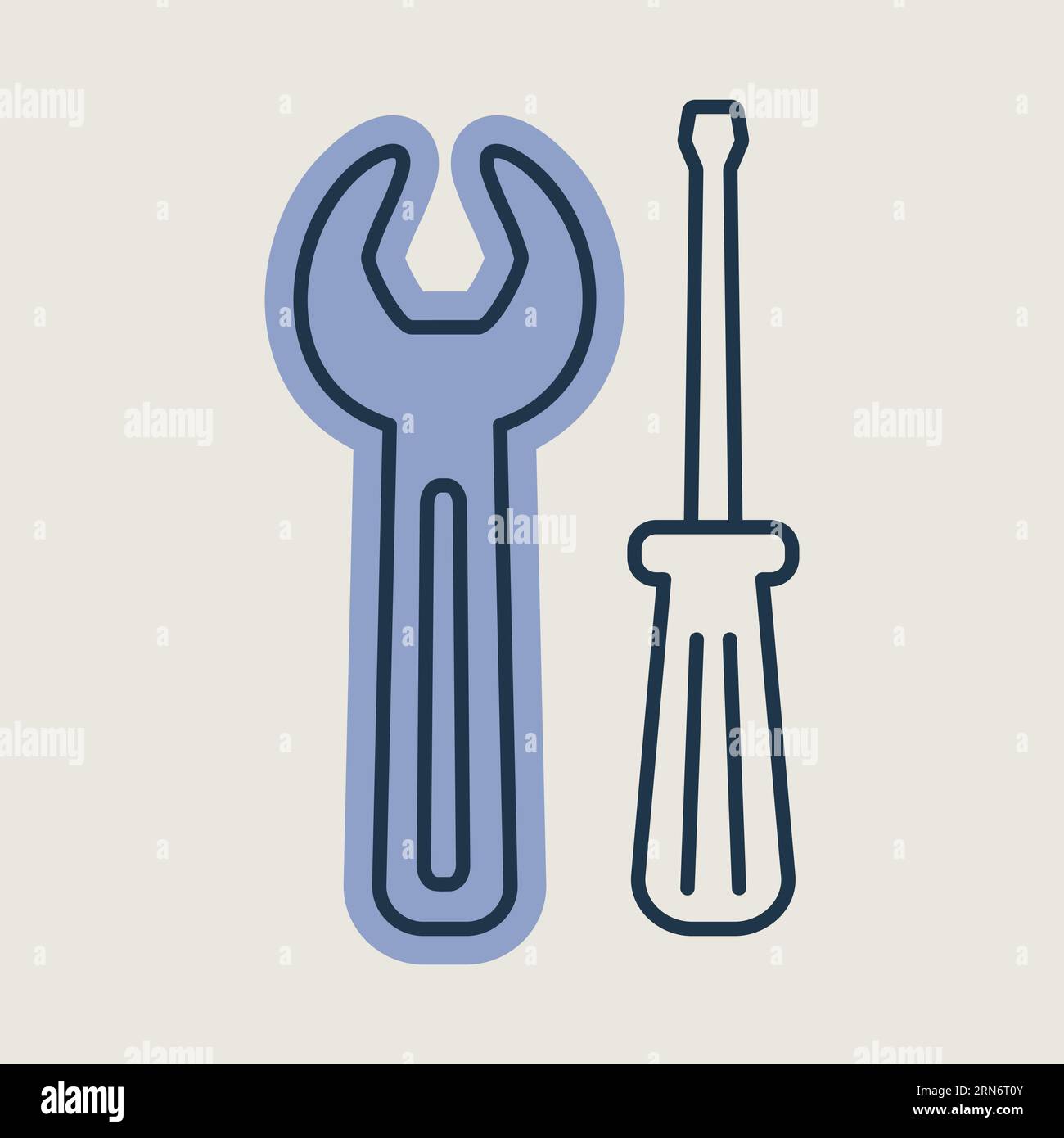 Screwdriver and wrench vector icon. Construction, repair and building ...