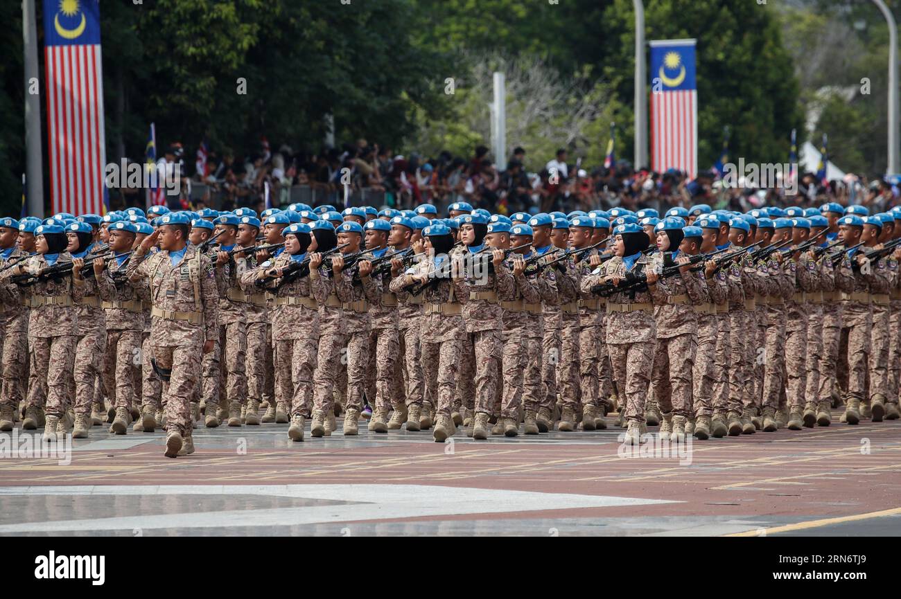 Kuala Lumpur, Malaysia. 31st Aug, 2023. Malaysian Armed Forces personnel take part during the ...